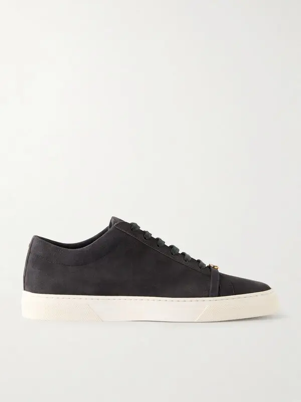 Jennifer Chamandi Embellished Suede Low Top Sneakers - Gray