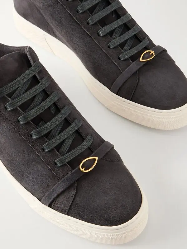 Jennifer Chamandi Embellished Suede Low Top Sneakers - Gray