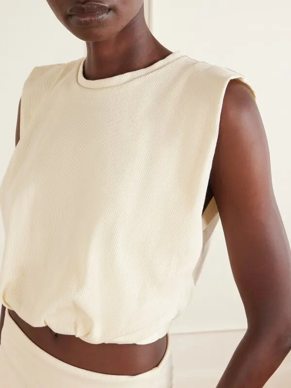 Johanna Ortiz Muraya Ribbed Cotton-blend Top - Neutrals