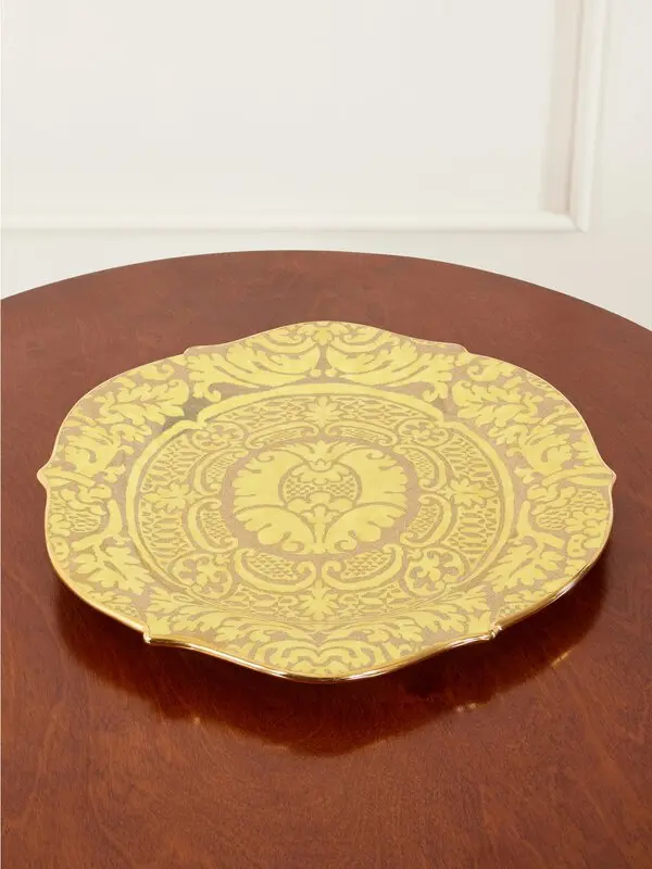 L'Objet Fortuny Orsini Large Painted Porcelain Platter - Yellow