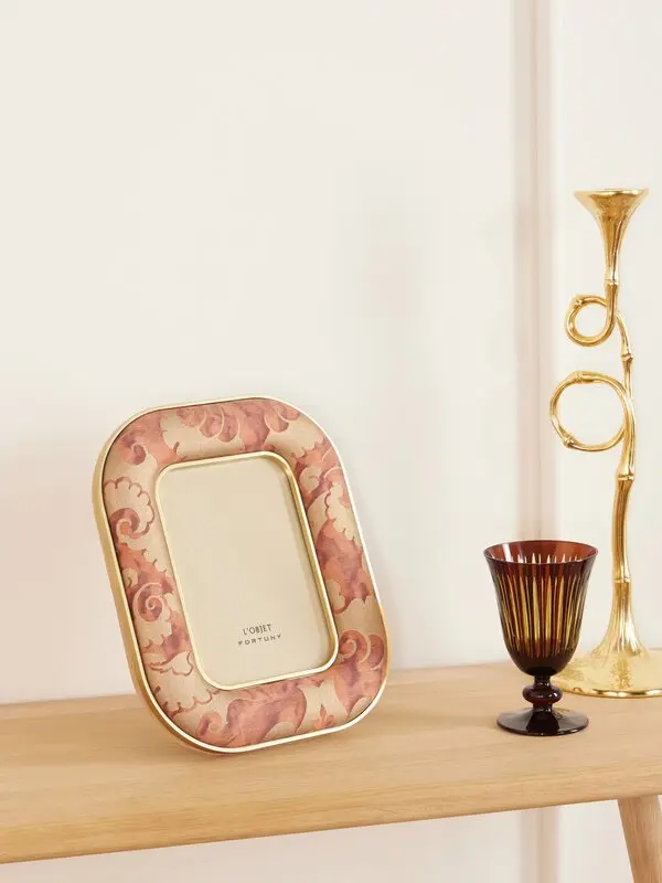 L'Objet Fortuny Rue Jacob Gold-tone Canvas-jacquard Frame - Red