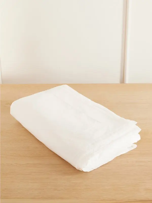 TEKLA Organic Cotton Percale Duvet Cover With Broderie Anglaise Trim - White