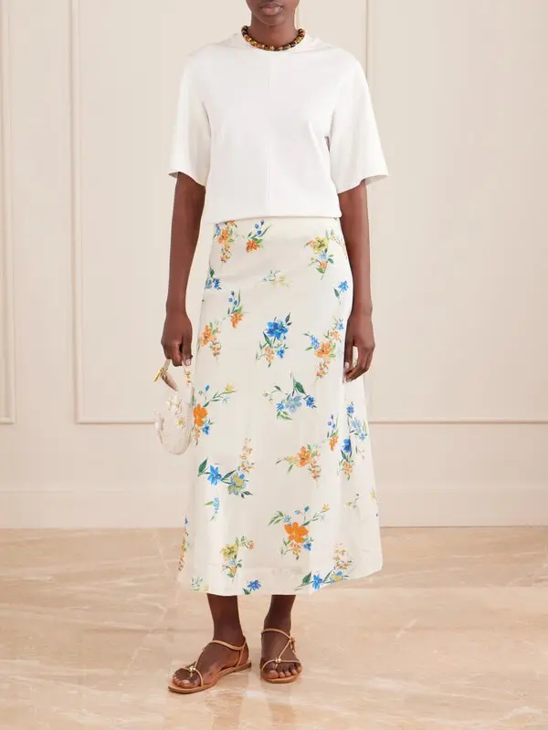 SKALL STUDIO Mila Floral-print Organic Cotton Midi Skirt