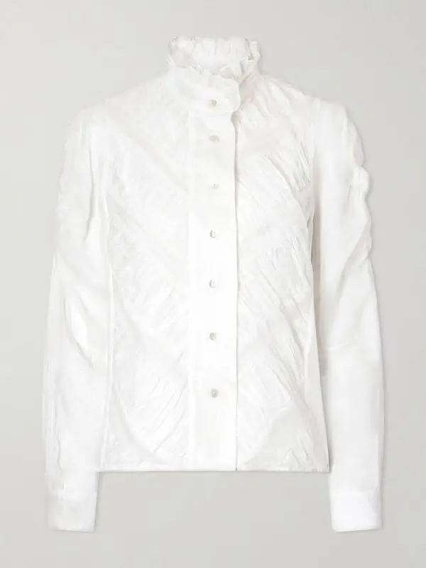 Thierry Colson Ruffled Cotton-voile Blouse