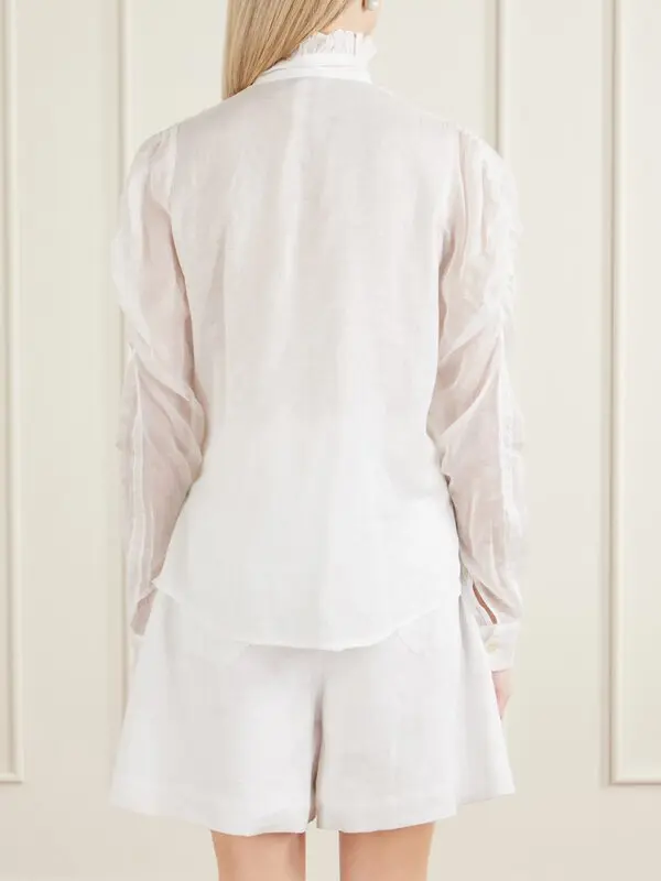 Thierry Colson Ruffled Cotton-voile Blouse