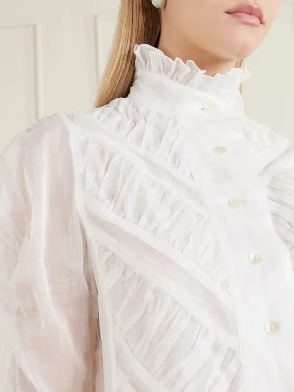 Thierry Colson Ruffled Cotton-voile Blouse