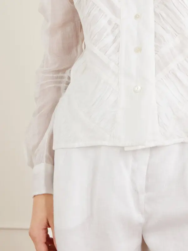 Thierry Colson Ruffled Cotton-voile Blouse