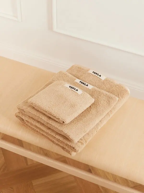 TEKLA Set Of Three Organic Cotton-terry Towels - Neutrals