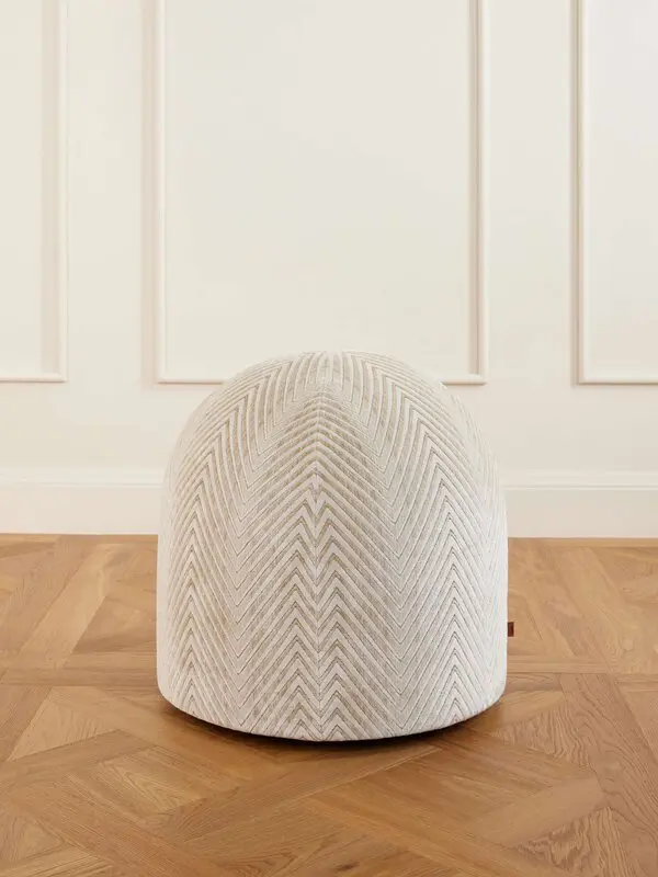 Missoni Ziggy Striped Velvet Pouf - Off-white