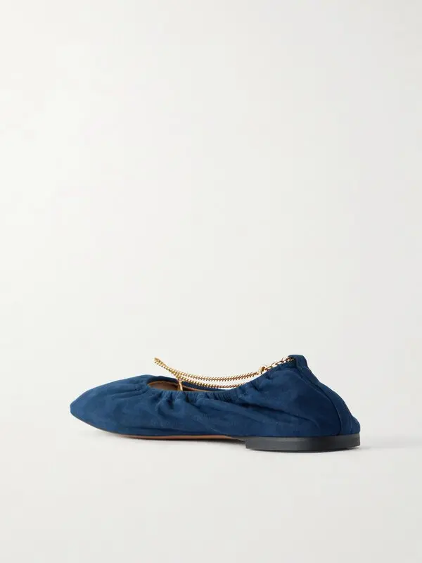 Stella McCartney Ballerina Flats In Alter Suede With Chain Detail - Blue