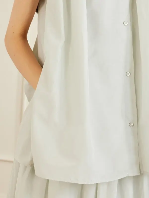Loulou De Saison Anca' Gathered Cotton And Silk-blend Blouse - Green