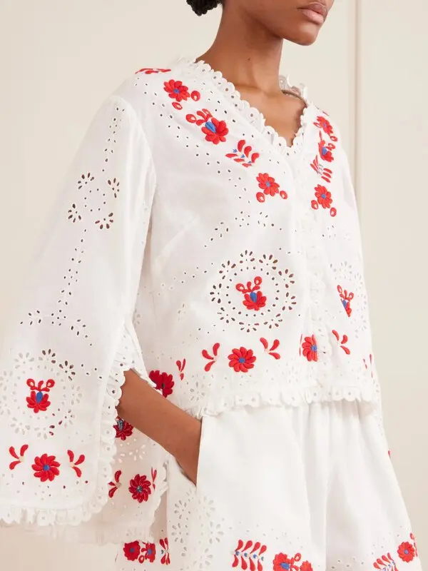Sea Catharina Embroidered Cotton And Linen Shirt