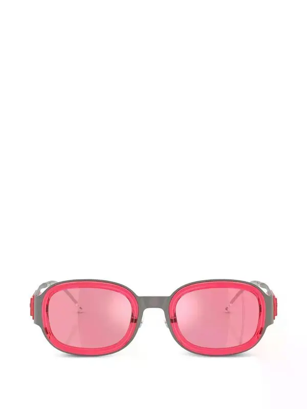 DIESEL® Logo Plaque Oval Frame Sunglasses