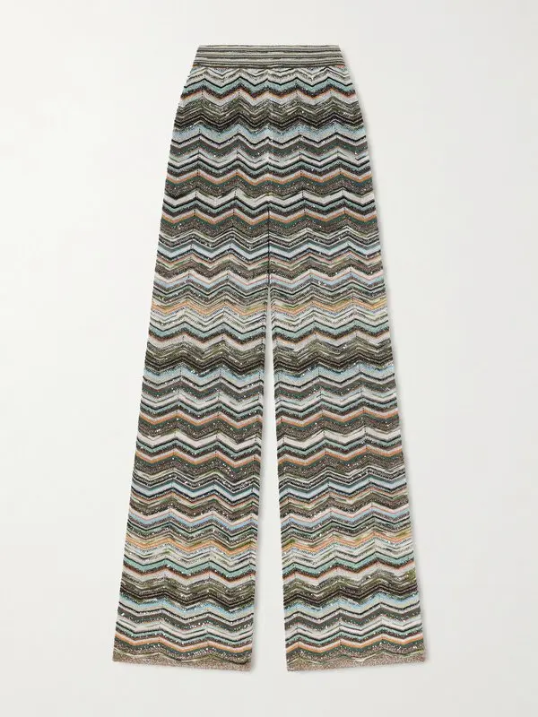 Missoni Striped Metallic Crochet-knit Wide-leg Pants - Multi