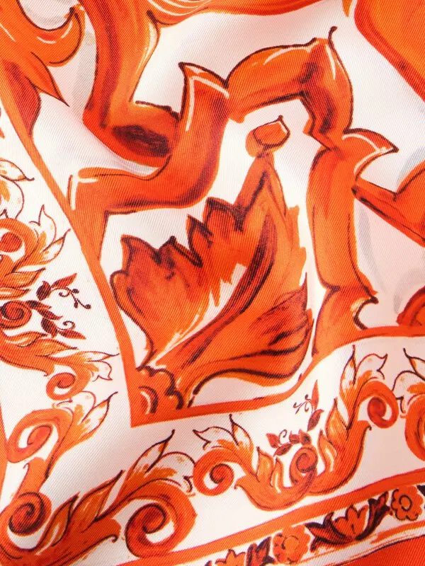 Dolce & Gabbana Printed Silk-twill Foulard - Orange