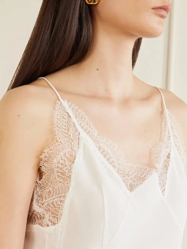 Sharon Wauchob Capucines Scalloped Lace-trimmed Silk Crepe De Chine Camisole - White