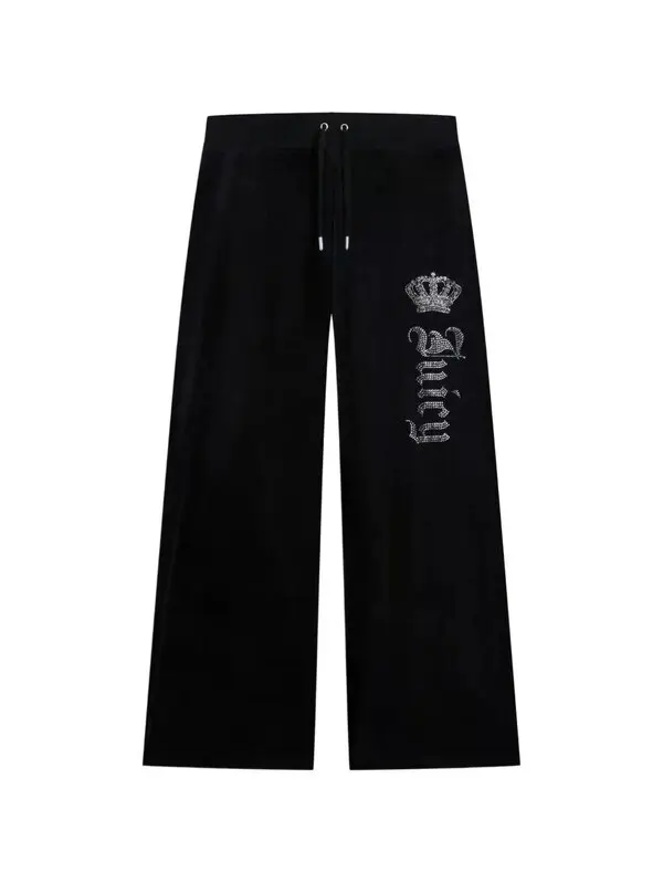 Juicy Couture Diamanté Crown Velour Track Pants - Black