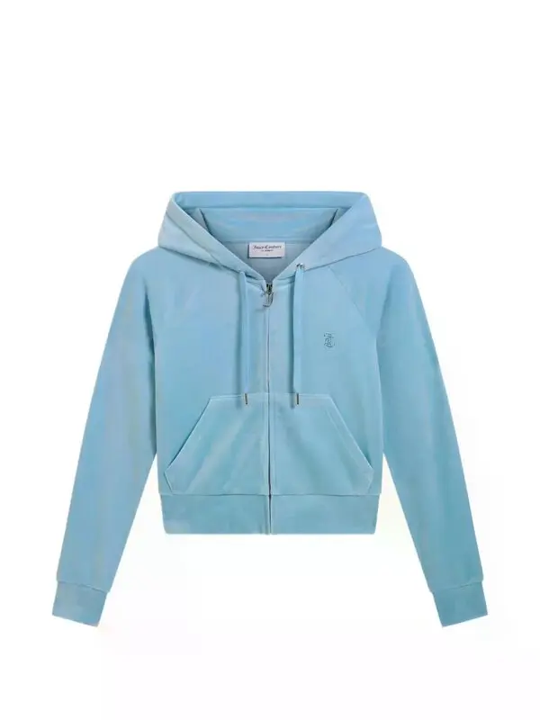 Juicy Couture Diamanté Velour Zip-up Hoodie - Blue