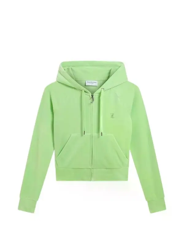 Juicy Couture Diamanté Velour Zip-through Hoodie - Green