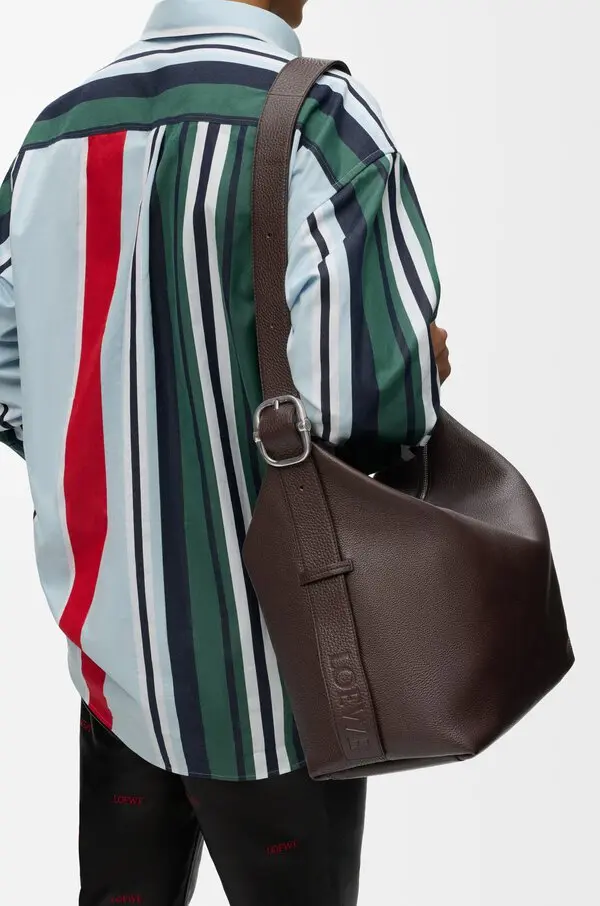 Loewe Large Loop Hobo Bag In Supple Grained Leather - Chocolate