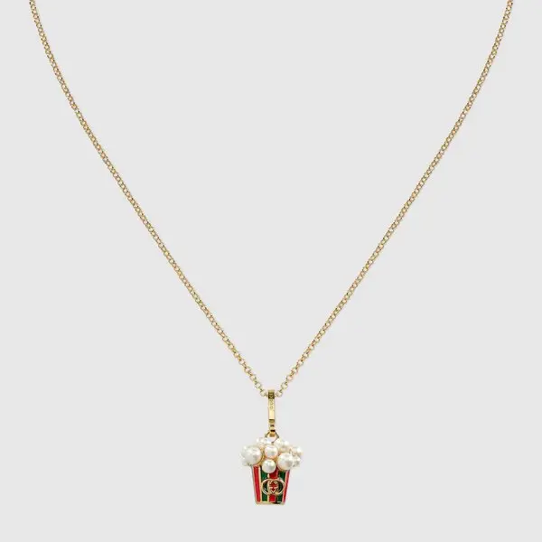 Gucci Popcorn Pendant Chain Necklace - Gold-toned Metal