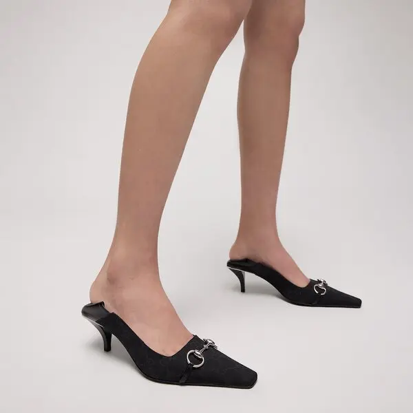 Gucci Vittoria Pump Gg Canvas - Black