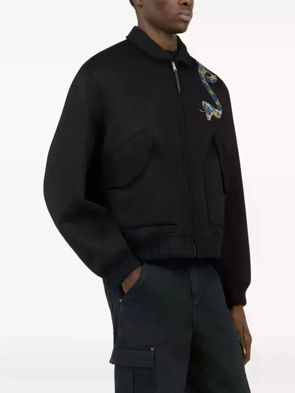 Roberto Cavalli Snake-embroidered Zip-up Jacket