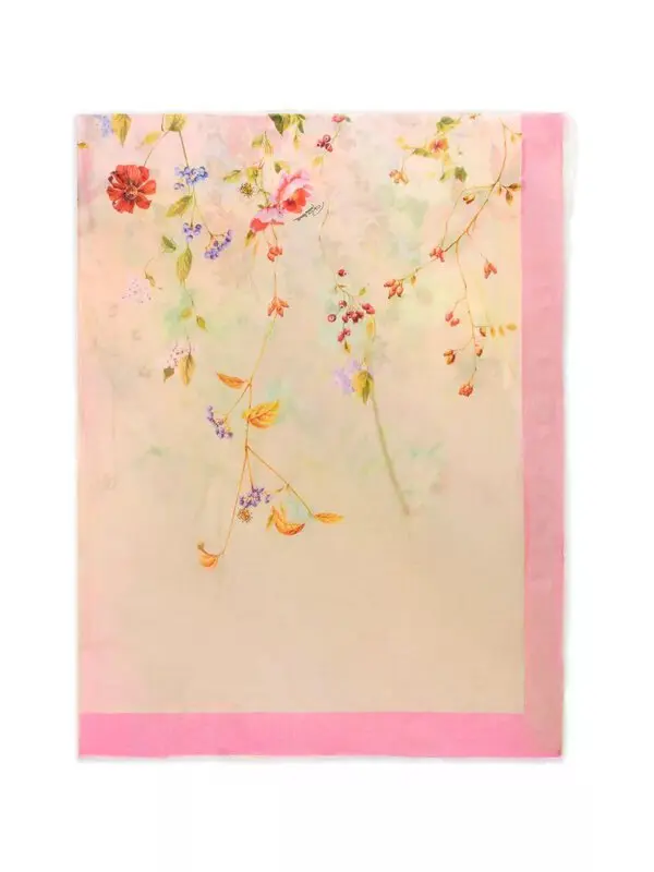 Roberto Cavalli Floral-print Logo-signature Scarf