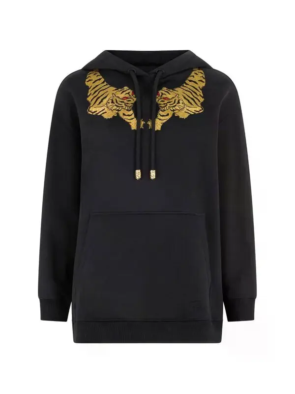 Roberto Cavalli Tiger Embroidered Drawstring Hoodie