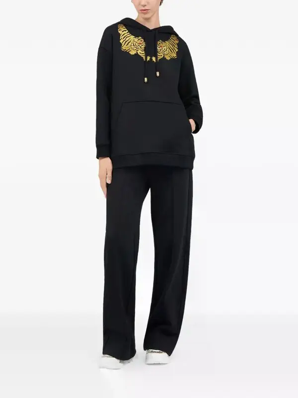 Roberto Cavalli Tiger Embroidered Drawstring Hoodie