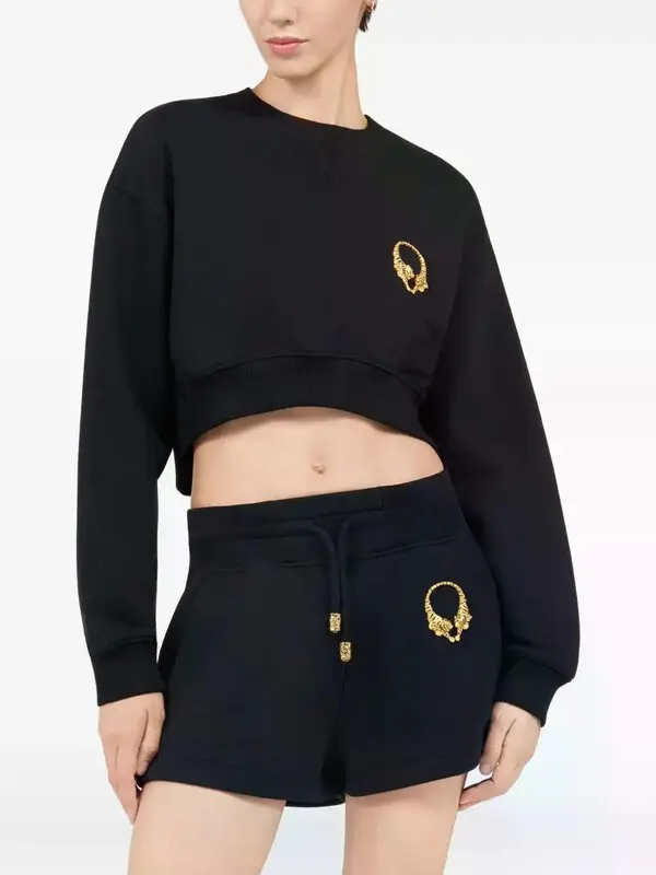 Roberto Cavalli Tiger Motif Cropped Sweater