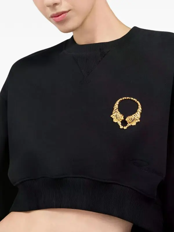 Roberto Cavalli Tiger Motif Cropped Sweater