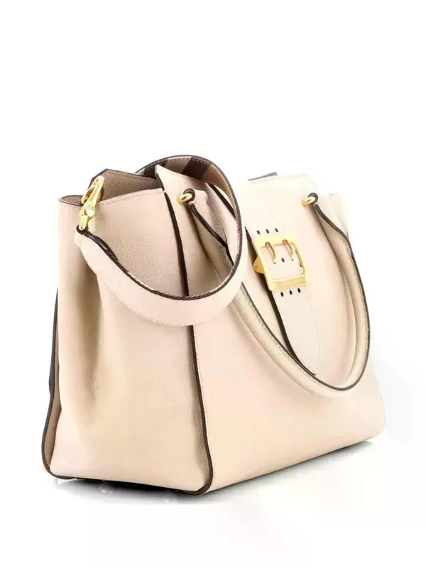 Burberry Medium Leather Tote Bag With Buckle Detail