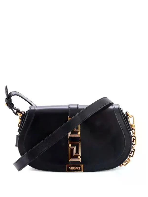 Versace Greca Goddess Leather Shoulder Bag - Black
