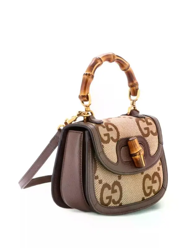 Gucci Bamboo 1947 Jumbo Gg Canvas Mini Crossbody Bag - Brown