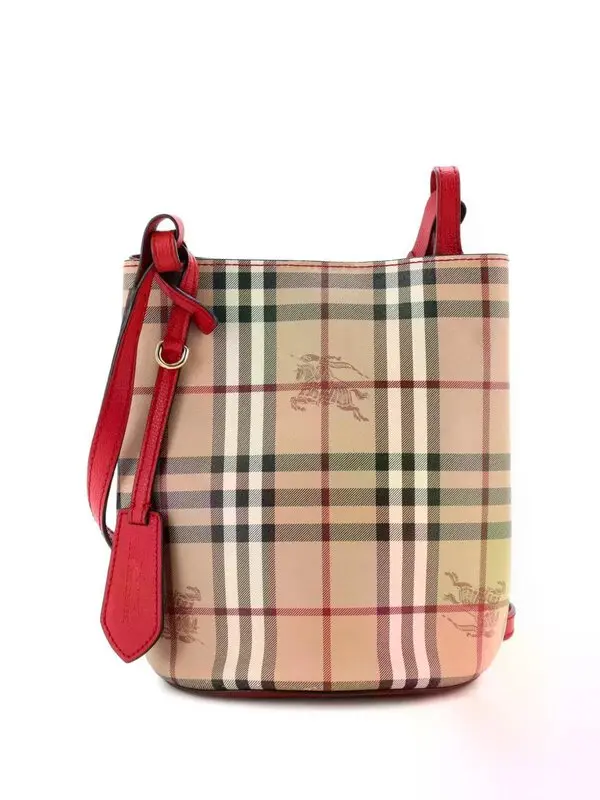 Burberry Lorne Haymarket Coated Canvas Small Bucket Bag - Brown