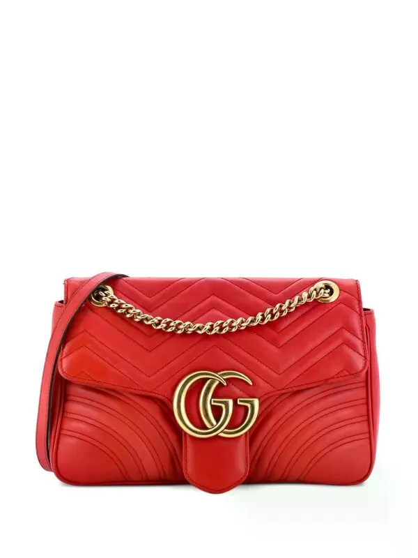 Gucci Matelassé Leather Medium Shoulder Bag - Red