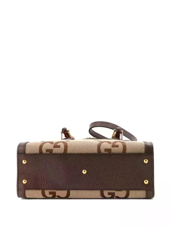 Gucci Diana Jumbo Gg Canvas Small Tote Bag With Bamboo Handles - Brown
