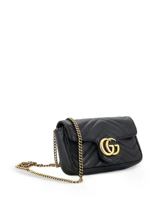 Gucci Matelassé Leather Super Mini Crossbody Bag - Black