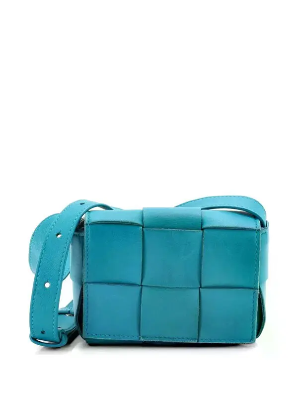 Bottega Veneta Cassette Maxi Intrecciato Leather Extra Mini Crossbody Bag - Blue
