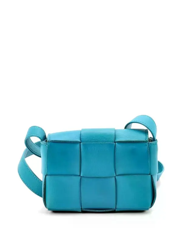 Bottega Veneta Cassette Maxi Intrecciato Leather Extra Mini Crossbody Bag - Blue