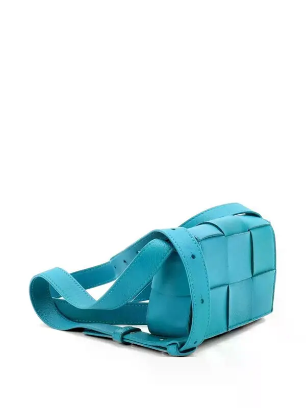 Bottega Veneta Cassette Maxi Intrecciato Leather Extra Mini Crossbody Bag - Blue