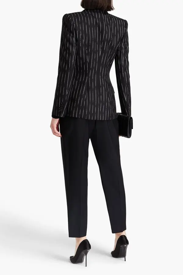 Alexander McQueen Double-breasted Striped Wool Blazer