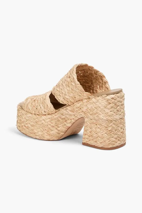 Farm Rio Faux Raffia Platform Mules