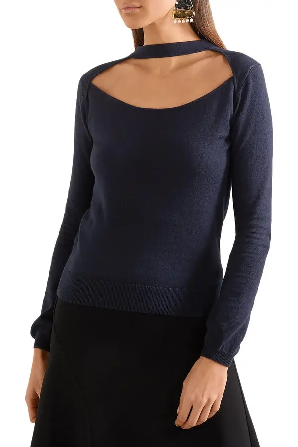 Victor Glemaud Cutout Cotton And Cashmere-blend Sweater