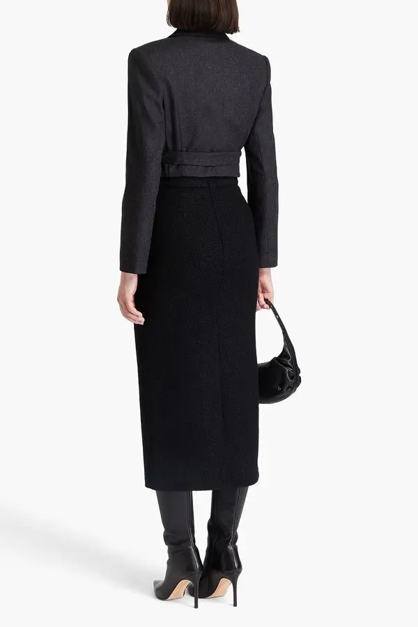 Alexander McQueen Wool-blend Tweed Midi Skirt With Front Slit