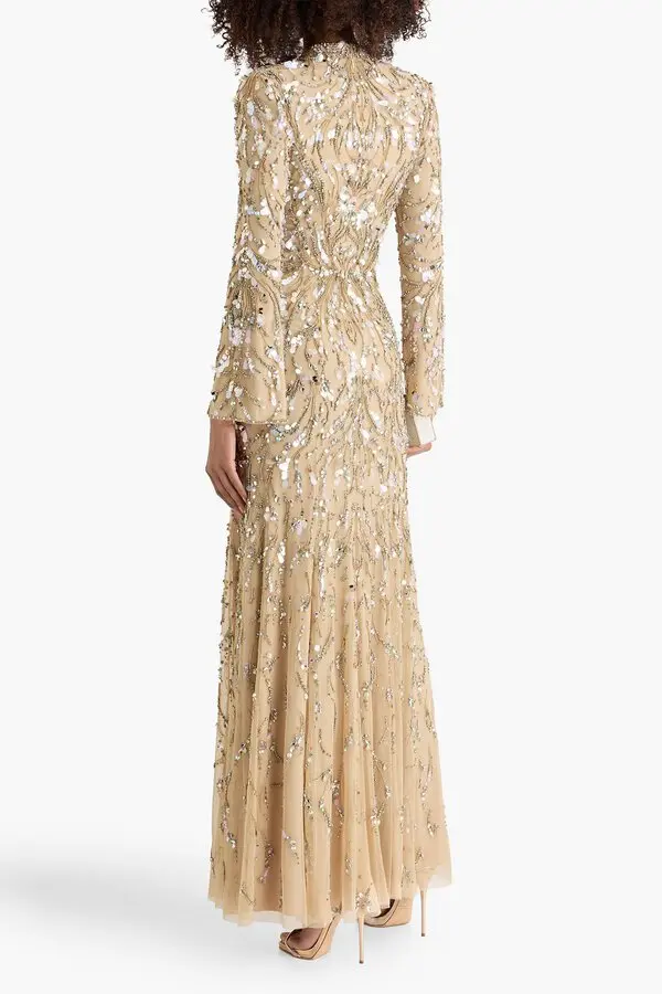 Jenny Packham Kaia Embellished Tulle Gown - Neutral