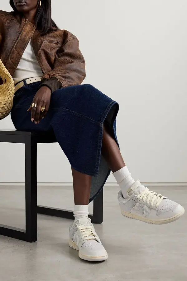 Nike Dunk Low Waffleknit Suede And Leather Sneakers