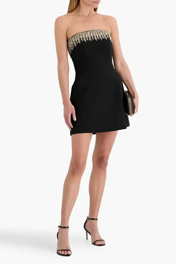 Jenny Packham Embellished Off-the-shoulder Crepe Mini Dress