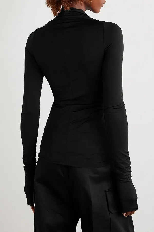 Rick Owens Cutout Ruched Stretch-jersey Top